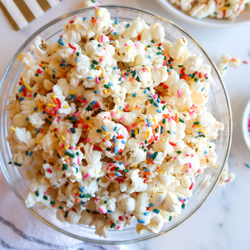 Confetti Popcorn With Sprinkles & White Chocolate Drizzle - Garlic Salt ...