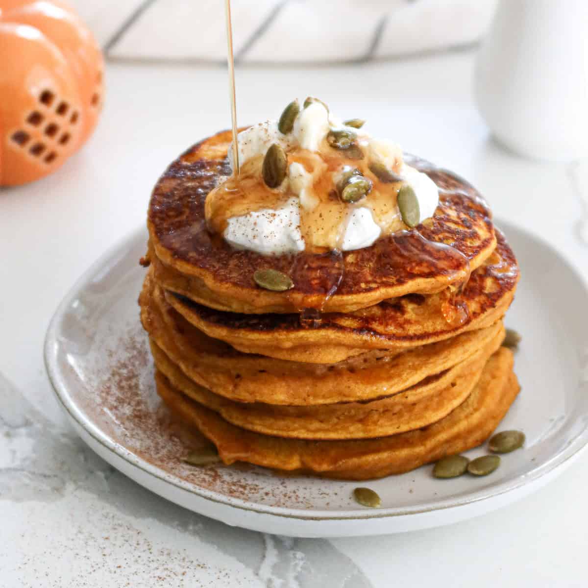 Pumpkin Cottage Cheese Pancakes (High Protein) - Garlic Salt & Lime